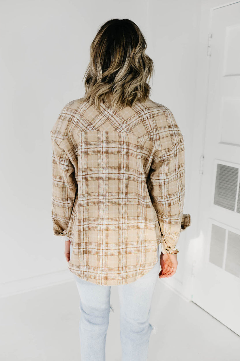 The Charlee Plaid Shacket - Natural | MOD Boutique